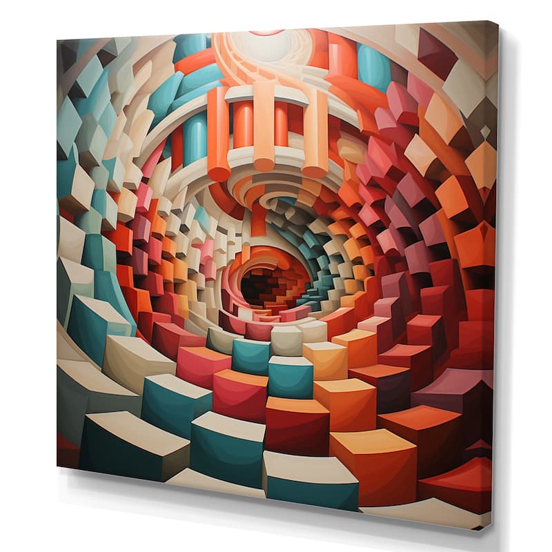 Designart "Colorful Op Art Surrealism IV" Abstract Canvas Wall Art ...