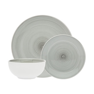 Spiral Grey Porcelain 12 Piece Dinnerware Set, Service For 4 - Bed Bath ...