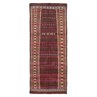 ECARPETGALLERY Flat-Weave Kashkoli Brown, Red Wool Kilim - 4'6 x 10'8 ...