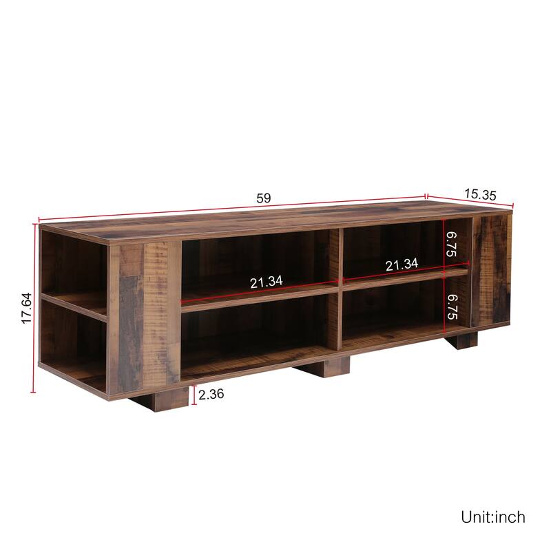 Mid-Century Modern Entertainment Center with 8 Open Shelves - Overstock ...
