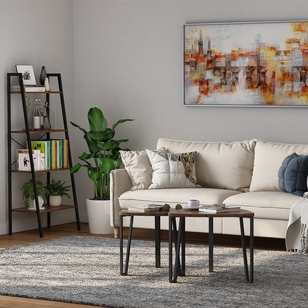 LANGRIA Nesting Coffee Table With Two Stackable Layers Features an MDF ...