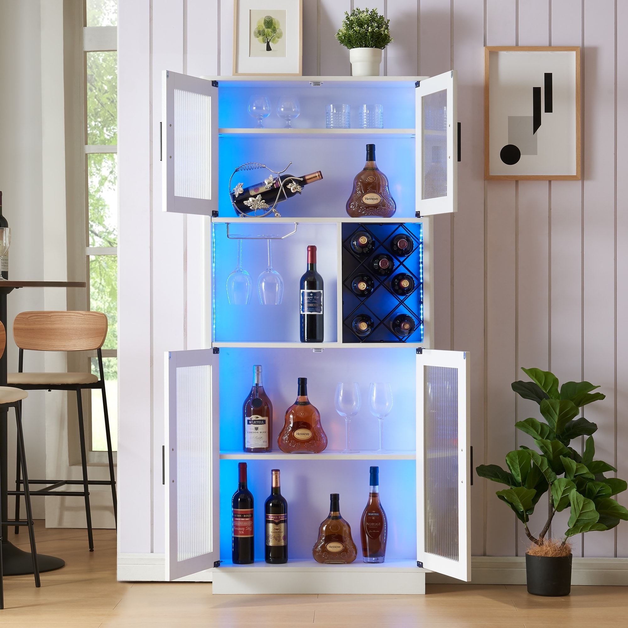 Narrow LED Wine Bar Cabinet with Glass Door Colorful Lighting and Wine Rack for Small Spaces Bed Bath Beyond 42002079