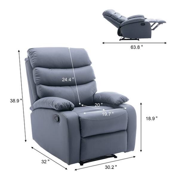 Everglade 30.2 in. W Technical Leather Upholstered 3 Position Manual ...