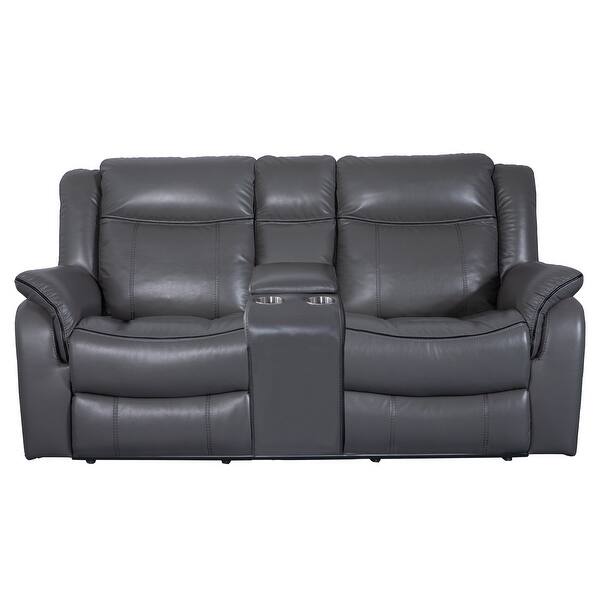 Titanic Furniture Olaf Manual Reclining Loveseat in Gray Faux Leather ...