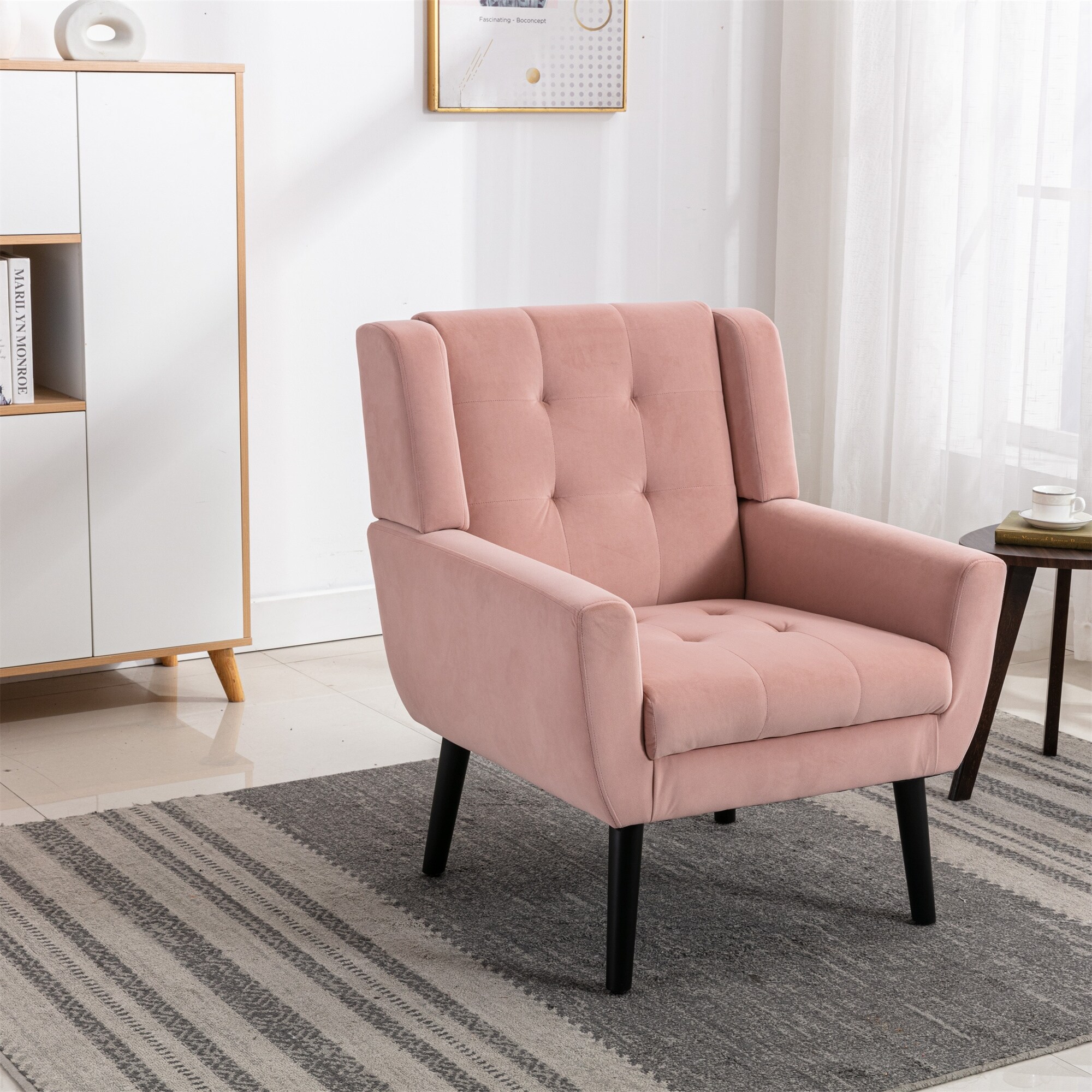 Pink velvet lounge chair store