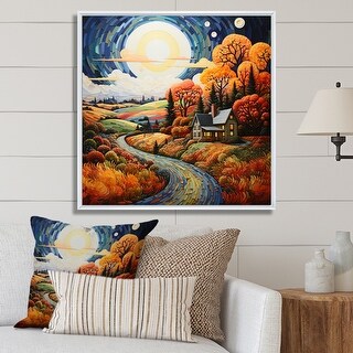Designart "Farmhouse Farmstead Bliss Pointillism II" Farm Framed Wall ...