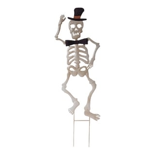 Transpac Metal 11.5 in. Off-White Halloween Skeleton with Top Hat ...