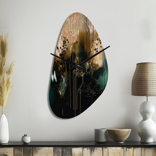 Designart - Black Chaos III - Abstract Large Wall Clock in Asymmetrical ...