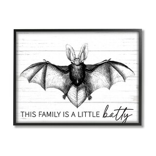 Stupell This Family Is Batty Witty Saying Detailed Bat Framed Wall Art ...
