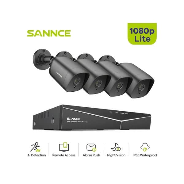 SANNCE 8CH 1080P 5-in-1 DVR 4Pcs 2MP Home Security System Cameras - Bed ...