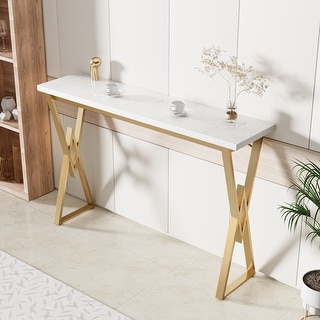 Merax Modern Kitchen Bar Height Dining Table - White&Gold - Bed Bath ...