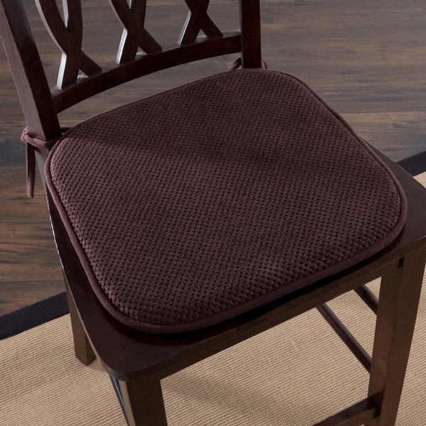Memory Foam Chair Cushion with Ties and Nonslip Backing by Lavish Home ...