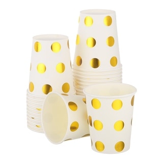 50 Pcs Disposable Paper Cups, 9 OZ Party Decorative Cups for Coffee ...