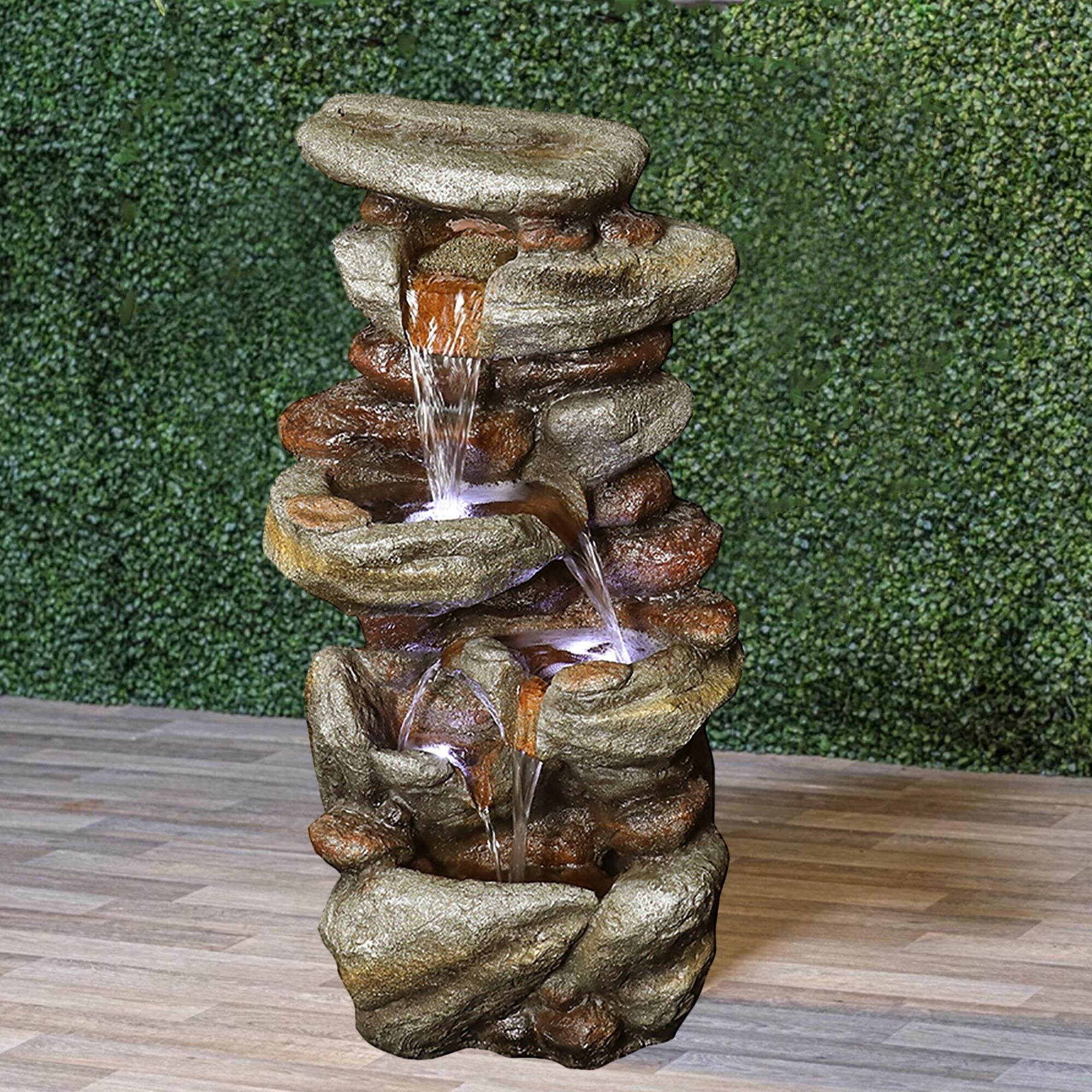 Wooden waterfall fountain bucket - Bed Bath & Beyond - 37523696