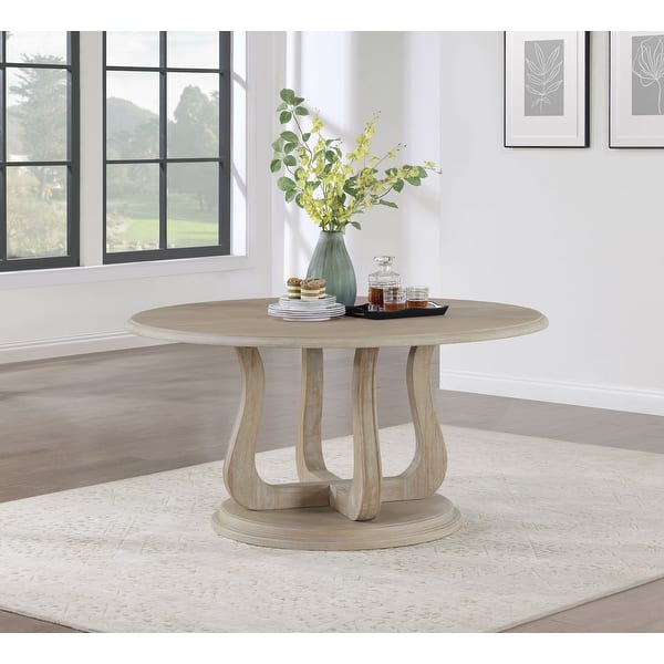 Trofello Round 60-inch Pedestal Dining Table White Washed - On Sale ...