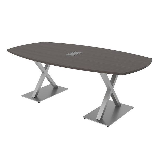 7'x4' Arc Boat Conference Table with X Bases Data And Electric Module ...