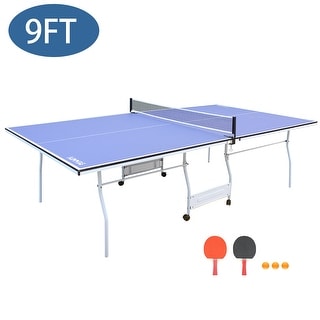 9FT Foldable Table Tennis Ping Pong Table Set, 2 Paddles and 3 Balls - Bed Bath & Beyond - 40337510