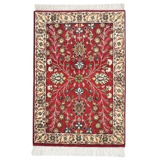 One of a Kind Hand-Knotted Persian 2' x 3' Oriental Wool Red Rug - 2' x ...