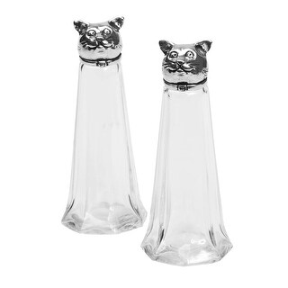 Cat Salt-And-Pepper Shakers - Fluted Glass and Pewter Spice Dispensers ...