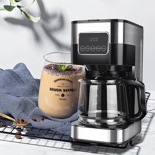 Mini Coffee Machine with Stainless Steel Touch-Screen and Glass Carafe ...