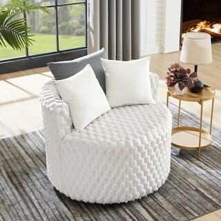 Barrel Accent Chair Plush 3D Honeycomb Pattern Lounge Chair Reading ...