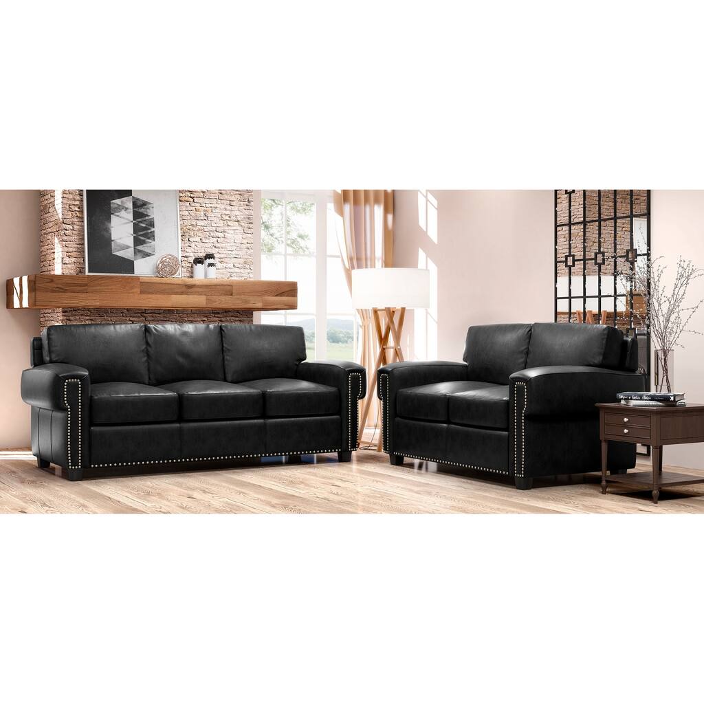 Made To Order Como 100 Top Grain Leather Sofa And Loveseat Set