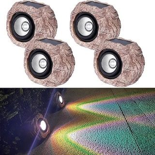 4 Pack Waterproof Solar Rock Lights LED Garden Path Landscape Decor ...