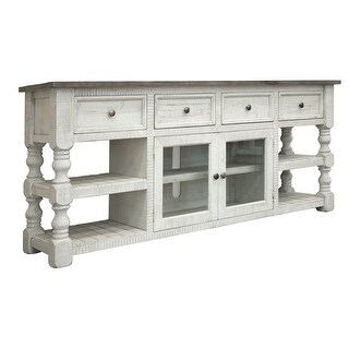 Suga 81 Inch TV Media Stand with 3 Drawers and 2 Doors, Pine Wood ...