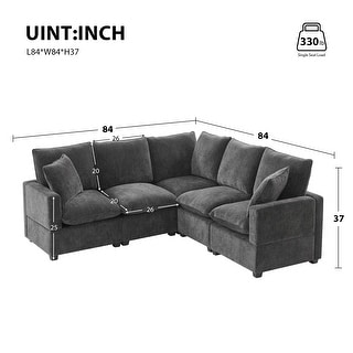 84*84" Freely Combinable Modular Sofa Couch Set With 2 Pillows,5 Seat ...