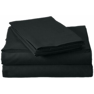 400 Thread Count Linens 4-Piece Set 100% Cotton Full Bed Sheet Black ...