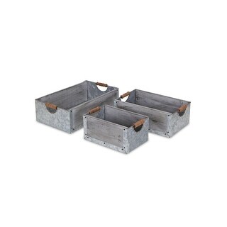Set of 3 Gray Handmade Storage Crates with Cut Out Handle 13.5" - Bed ...