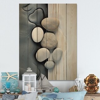 Designart "Beach Photo Harmonic Balance III" Abstract Print on Natural ...