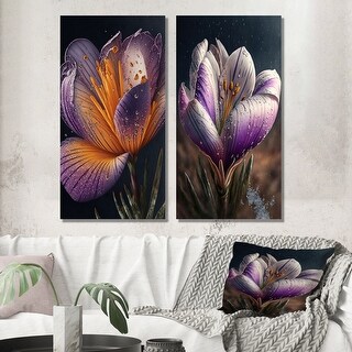 Designart "Blooming Crocus" Crocus Wall Art Set Of 2 Purple Traditional ...