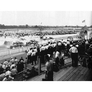 Cars race on the trotting track Black and White Gallery Wrapped Canvas ...