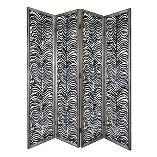 A&B Home Herero 73-inch Black and Antique Four-Panel Decorative Screen ...