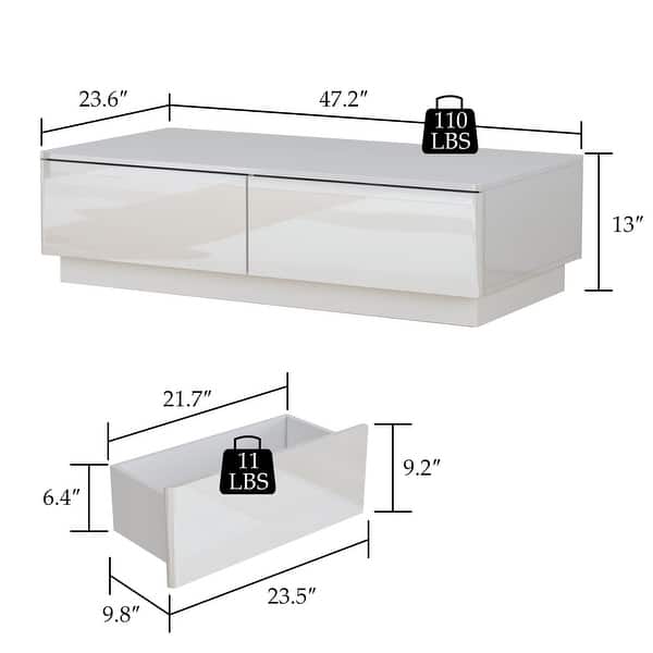 High Gloss Coffee Table Living Room Table Waiting Area Table 4 Drawers ...