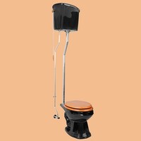 Black High Tank Toilet, Elongated Bowl, Chrome L-Pipe - Bed Bath ...