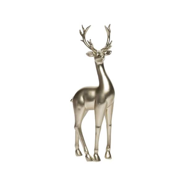 13" Gold Standing Reindeer Christmas Tabletop Figurine - Bed Bath ...