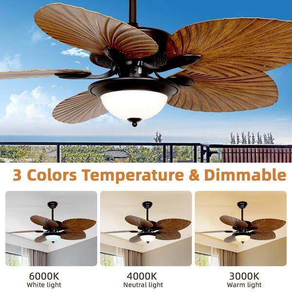 Cattail Fan-shaped Blades Ceiling Fan with Lights Remote Control - Bed ...