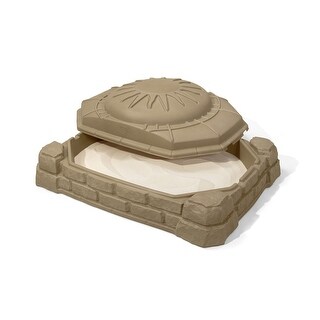 Naturally Playful 4' Rectangular Sandbox with Cover Sandstone Beige ...