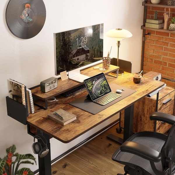 FEZIBO/Home Office Furniture/White/Wood/Standing Desk With Shelf/Desks ...