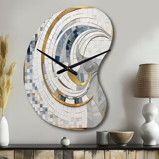 Grey and Yellow Mosaic II - Abstract Shapes Wall Clocks in Asymmetrical ...