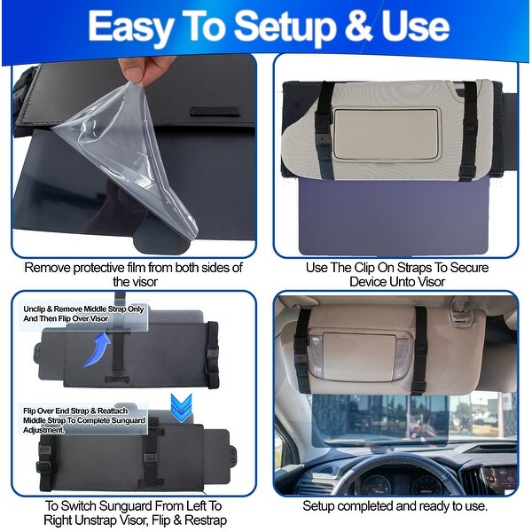 Universal Car Sun Visor Extender Polarized Anti Glare UV Blocking Windshield Retractable and Adjustable Sun Blocker Black