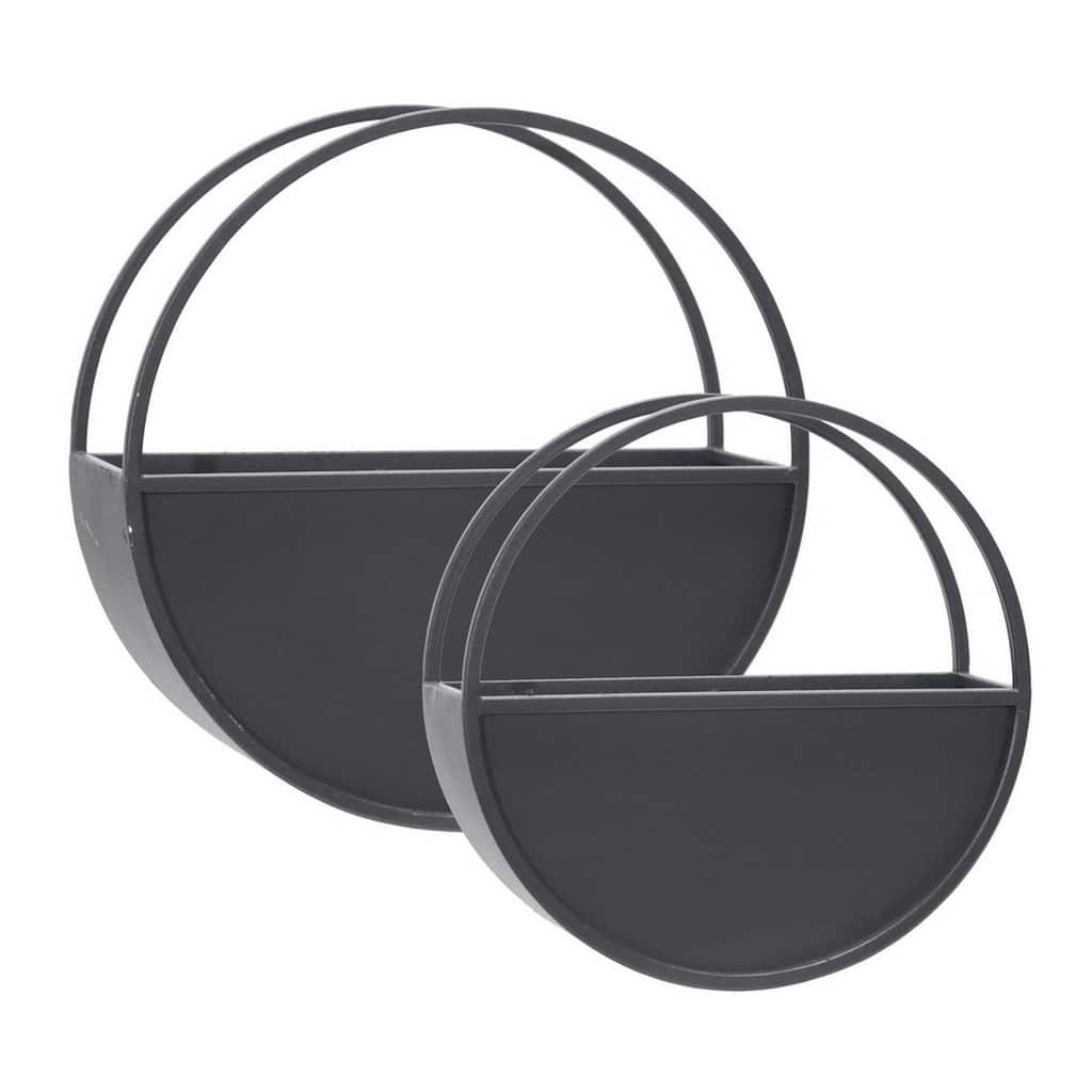 Round Shaped Wall Planter with Metal Frame, Set of 2, Black - Overstock ...