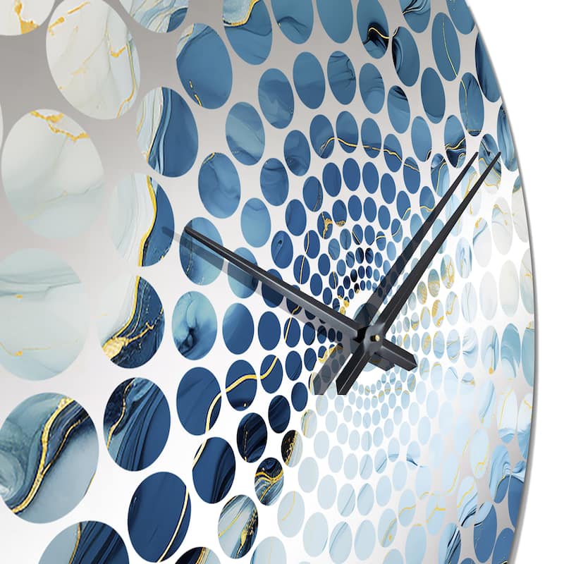 Designart "Zen Blue And White Marble" Blue Marble Clocks Glam Wall ...