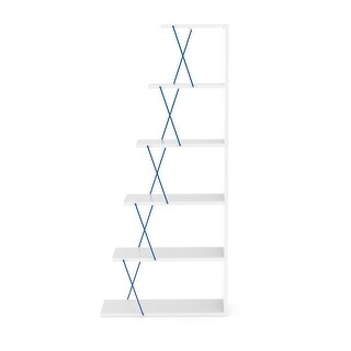 White/Blue 5 Tier Ladder Narrow Bookshelf Organizers - Bed Bath ...