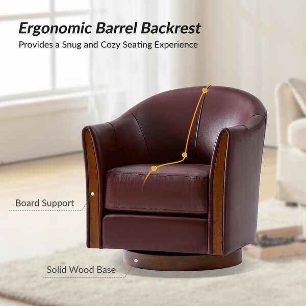 Jorge Transitional Genuine Leather Swivel Barrel Chair Set of 2 by HULALA HOME On Sale Bed Bath Beyond 42401461
