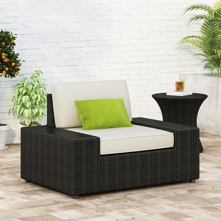Outdoor Faux Rattan Club Chair with Iron Frame - Bed Bath & Beyond ...