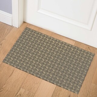 ZEN CIRCLES BLOCK PRINT CHARCOAL AND GOLD Doormat By Kavka Designs ...