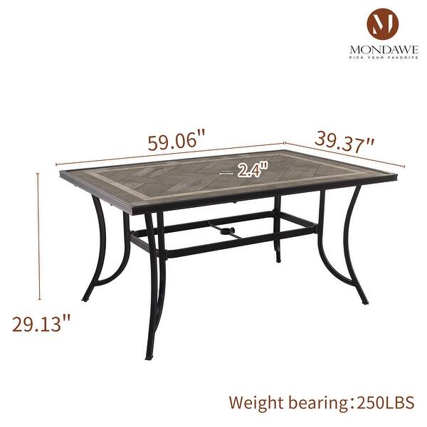 Rust-Free Aluminum Ceramic Tile Top Outdoor Patio Rectangular Dining ...